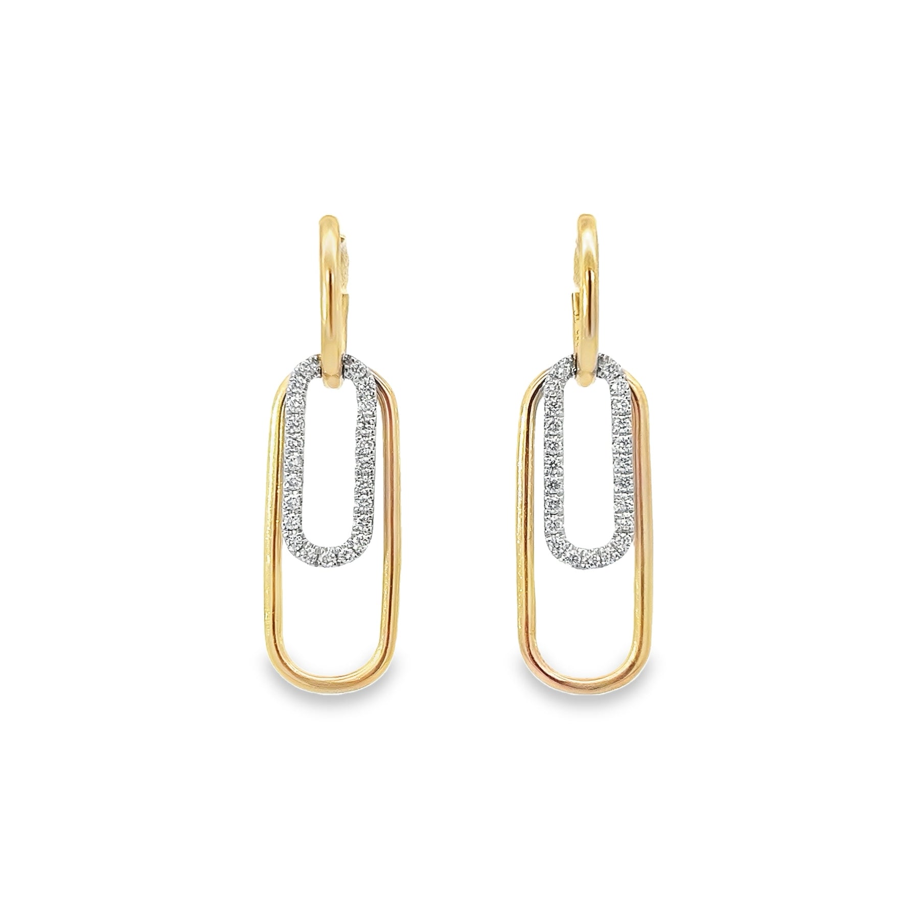 14K TWO TONE GOLD DIAMOND PAPERCLIP DANGLE EARRINGS - 0.27 CTW – Kaylah ...